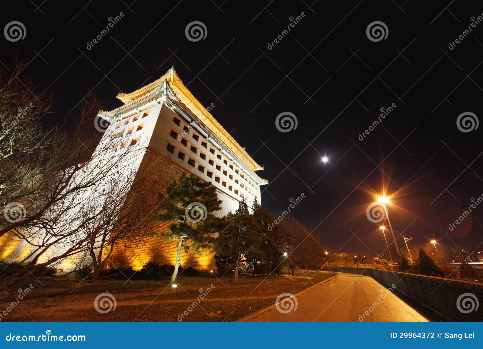 Watchtower in Beijing Night Stock Photo - Image of architecture ...