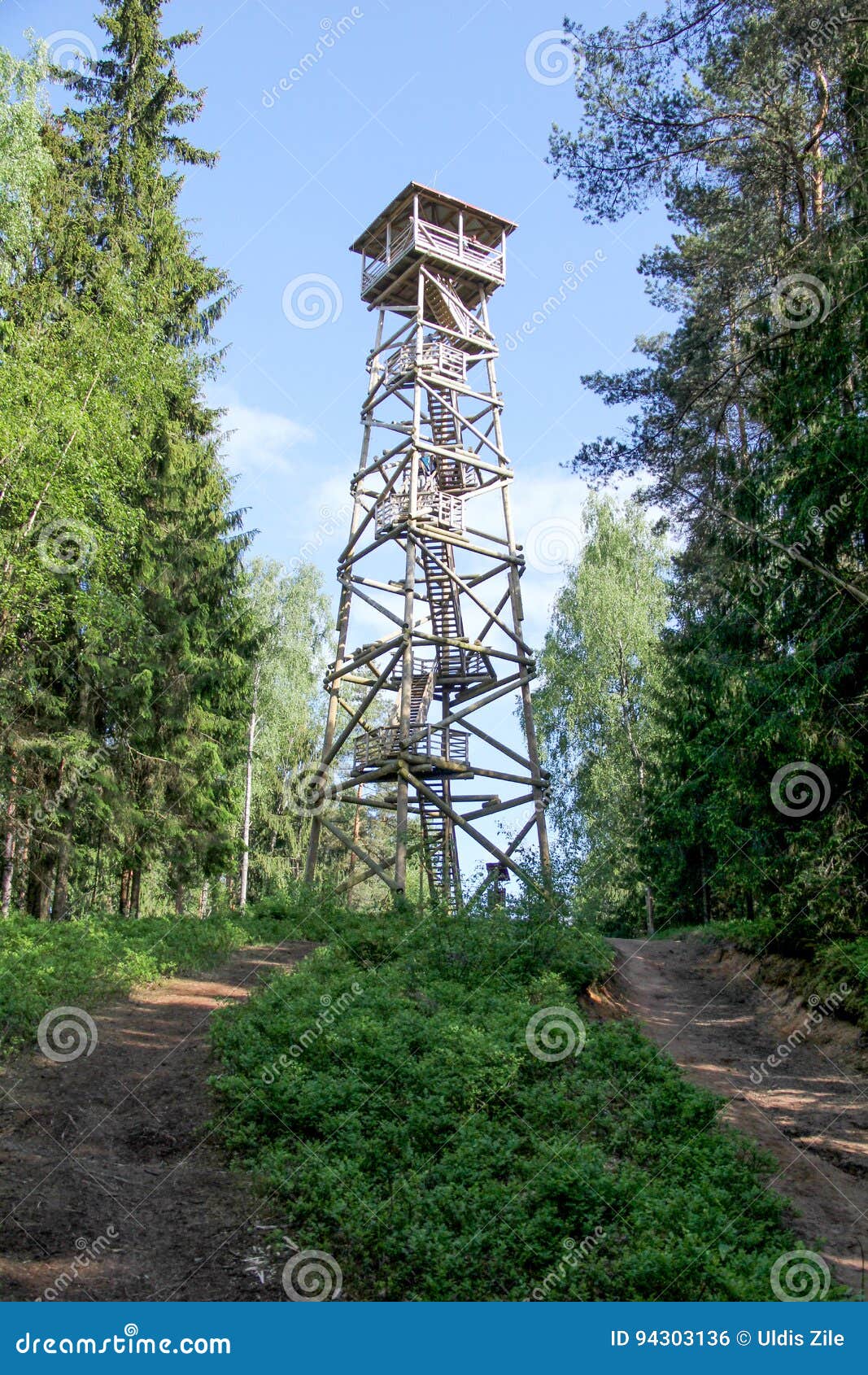 Watchtower in the forest stock photo. Image of observation - 94303136