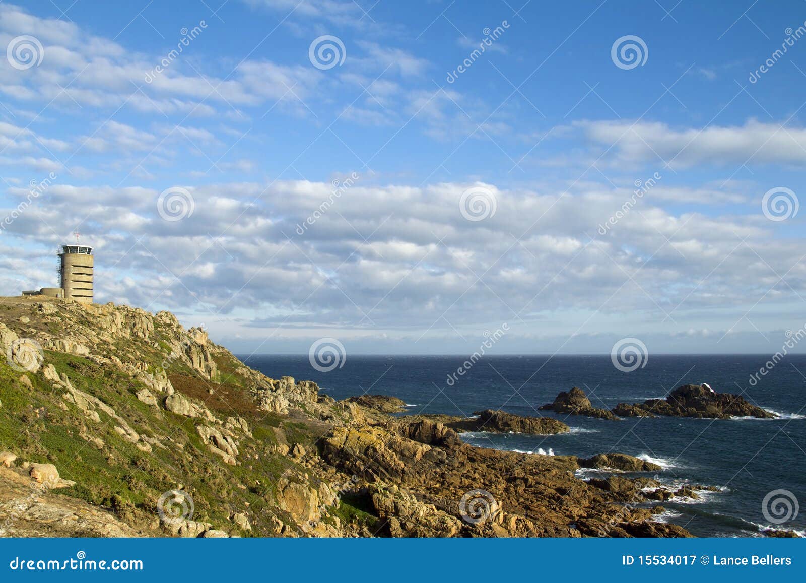 Watchtower on Jersey coast stock image. Image of water - 15534017