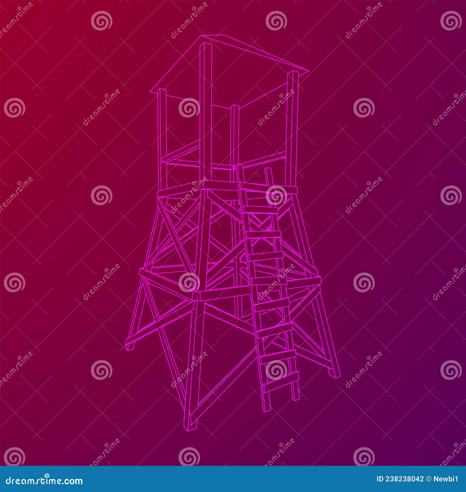 Watchtower or Observation Tower for Hunters. Wireframe Low Poly Mesh ...