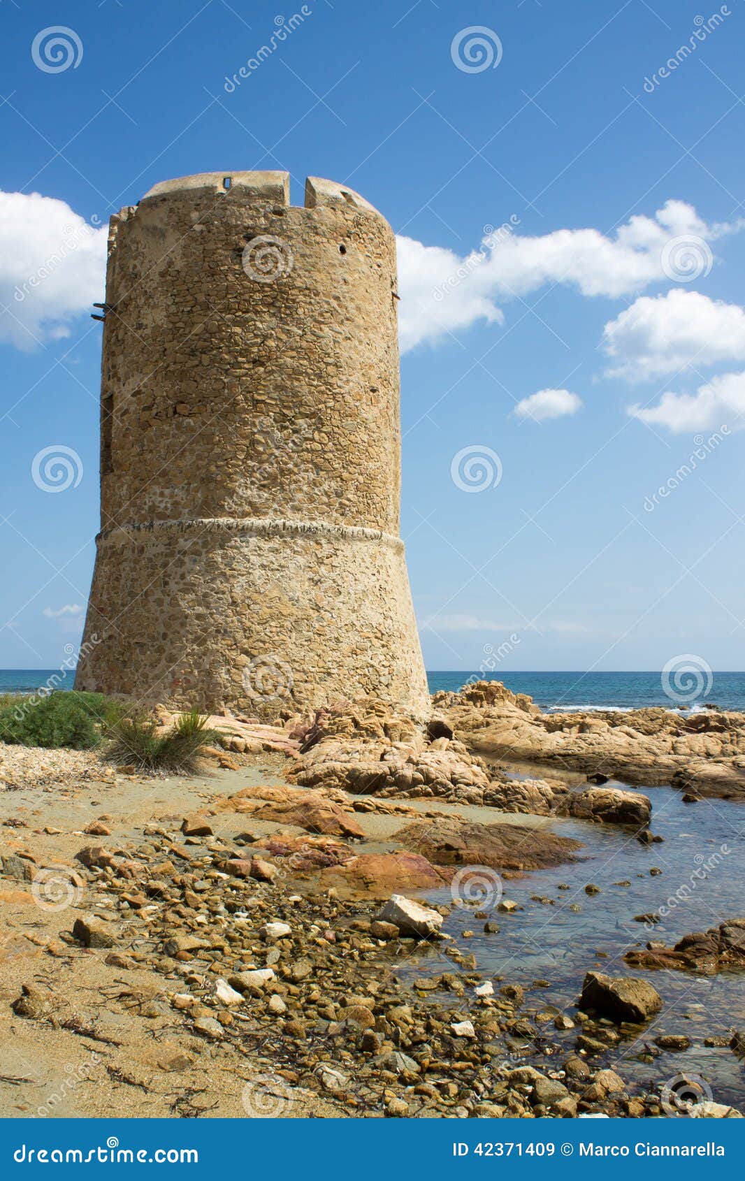 Watchtower on the Sea in Sardinia Stock Image - Image of cloudy ...