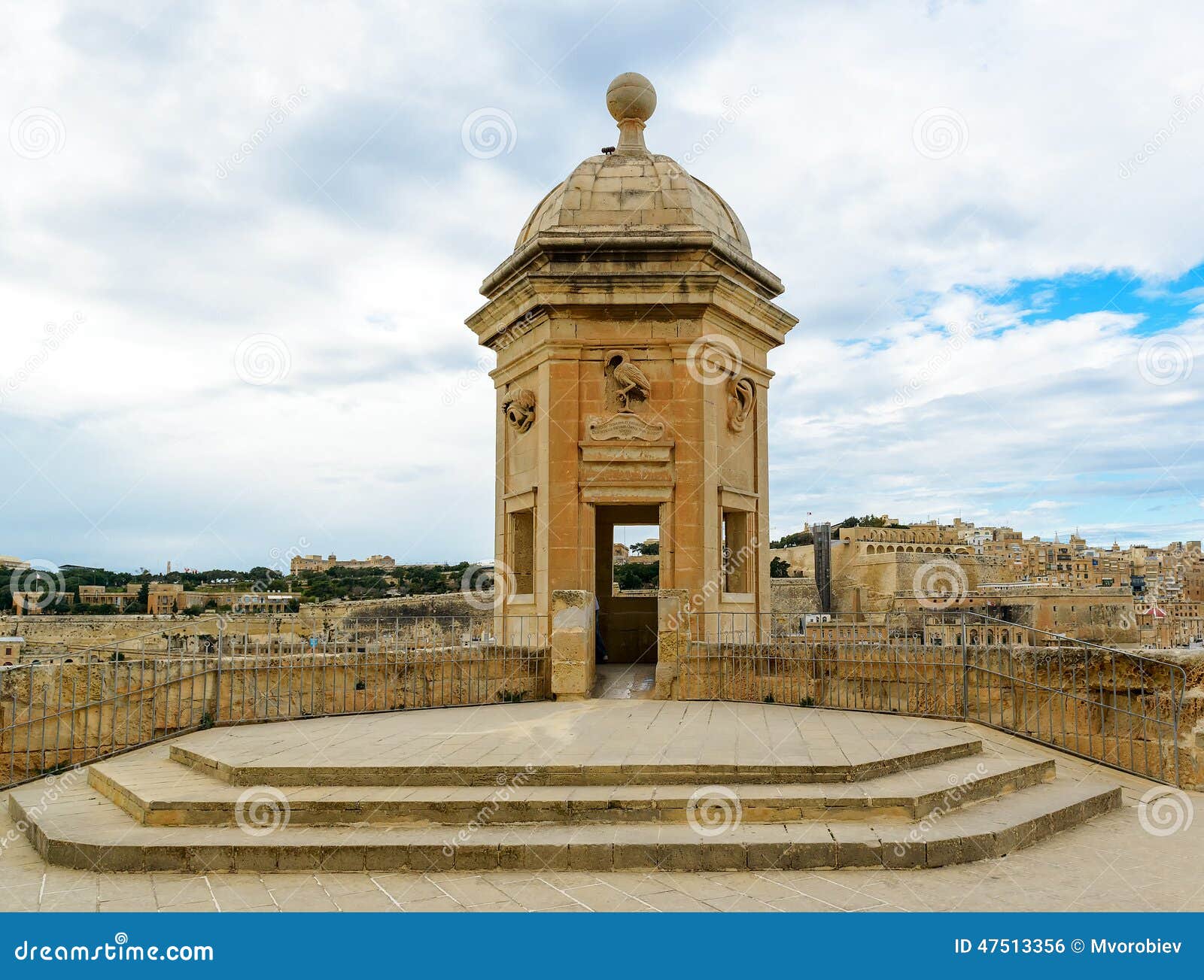 Watchtower in Senglea, Malta. Garden View Stock Photo - Image of ...