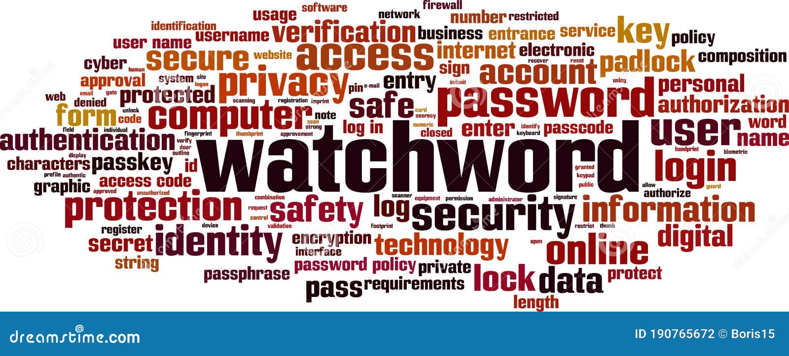 Watchword word cloud stock vector. Illustration of protection - 190765672