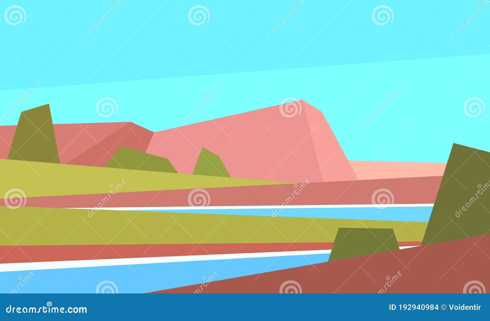 Low Poly Mesa Peaks Vector Illustration | CartoonDealer.com #192940966