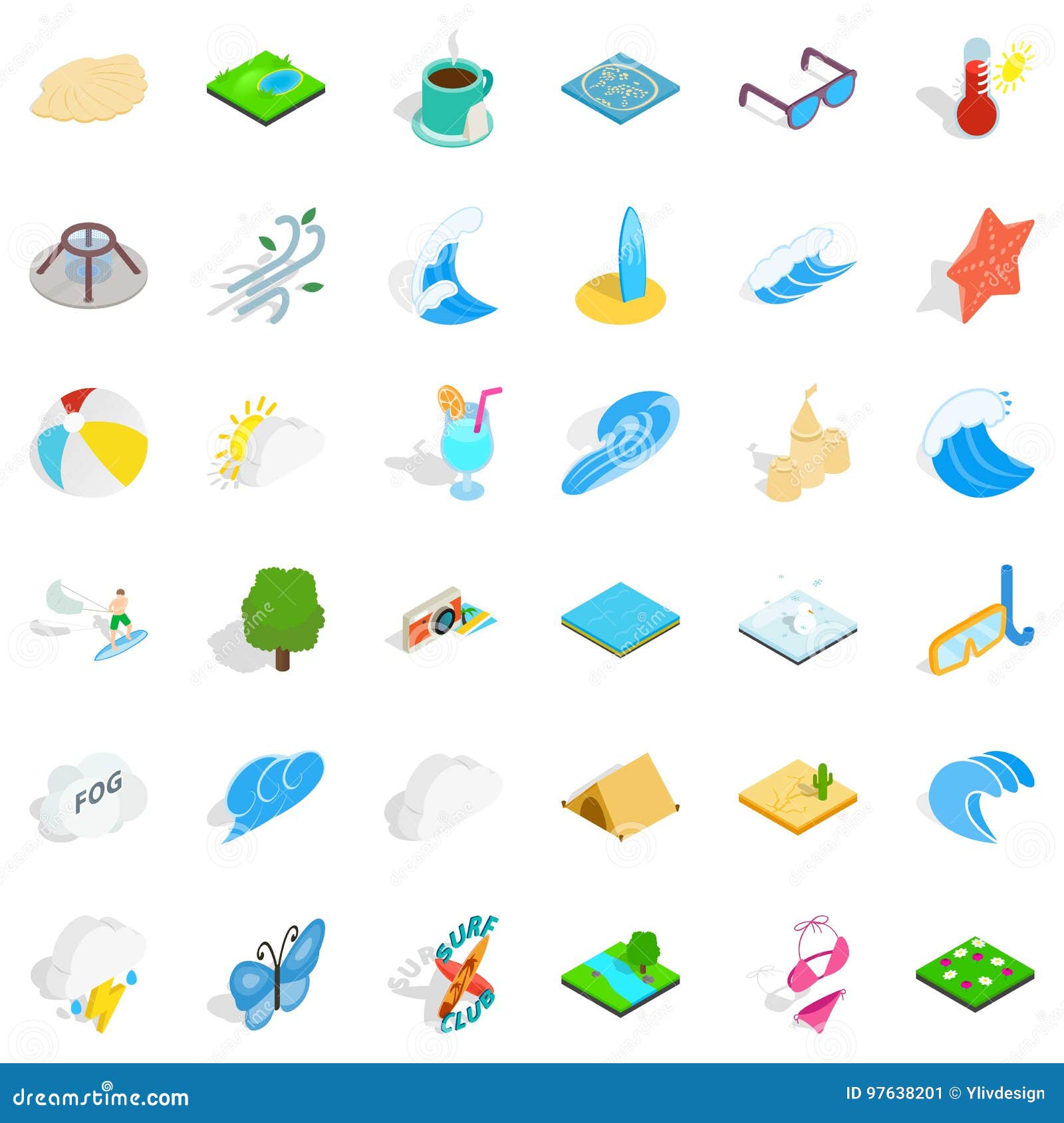 Water Activity Icons Set, Isometric Style Stock Vector - Illustration ...