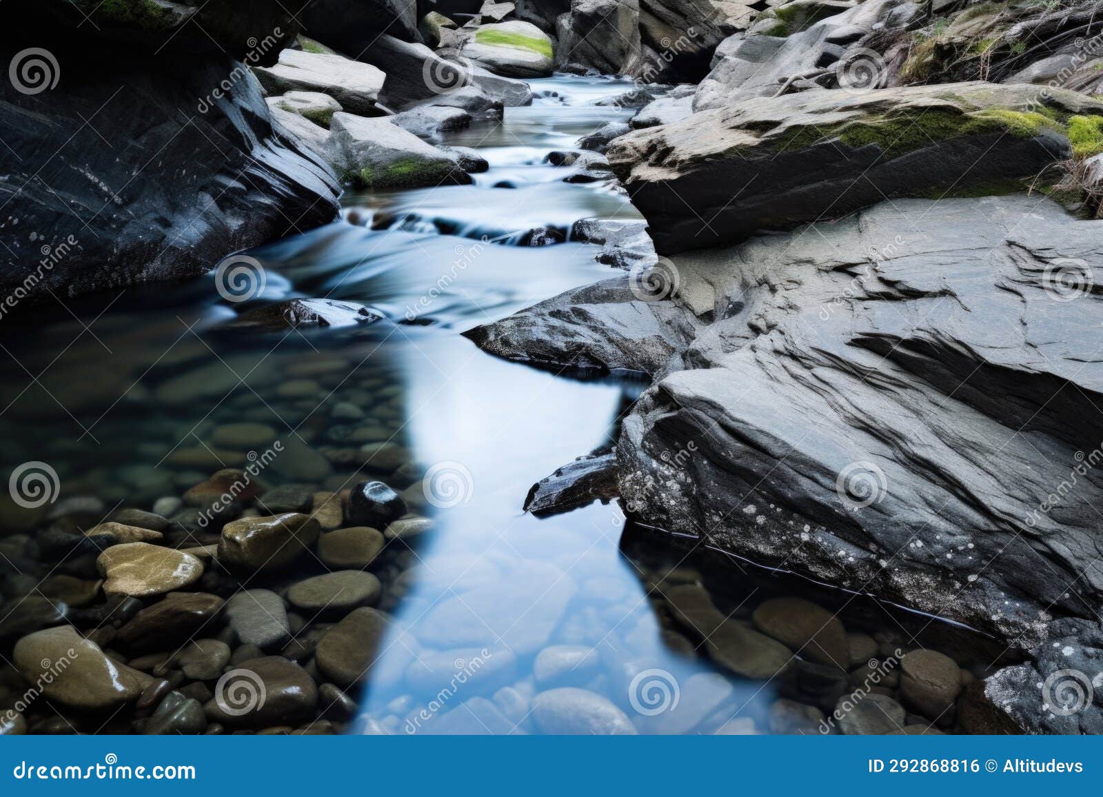 Water Adjusting Its Path Around Rocks Stock Illustration - Illustration ...