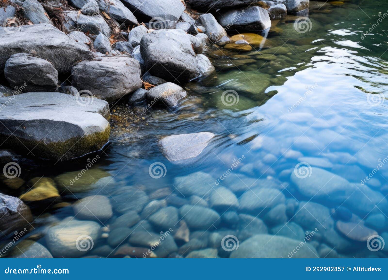 Water Adjusting Its Path Around Rocks Stock Illustration - Illustration ...