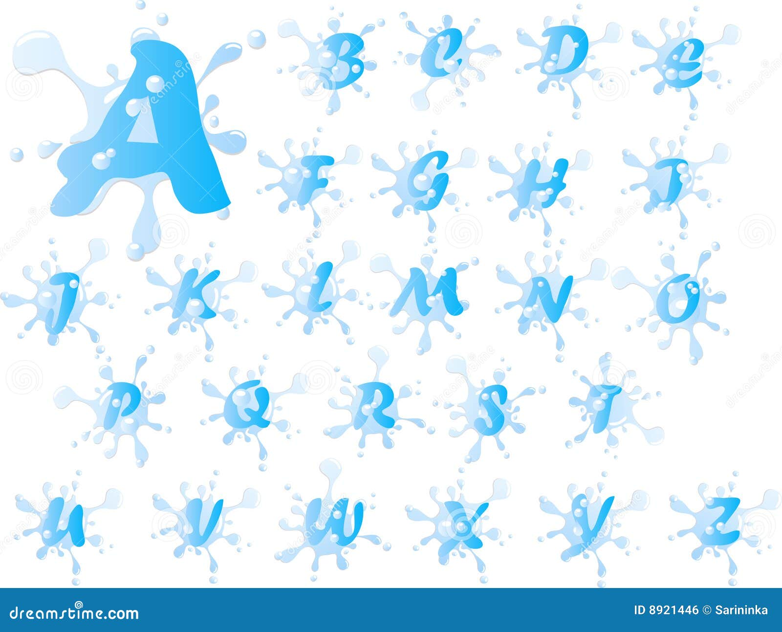 Water alphabet stock vector. Illustration of droplet, gradient - 8921446