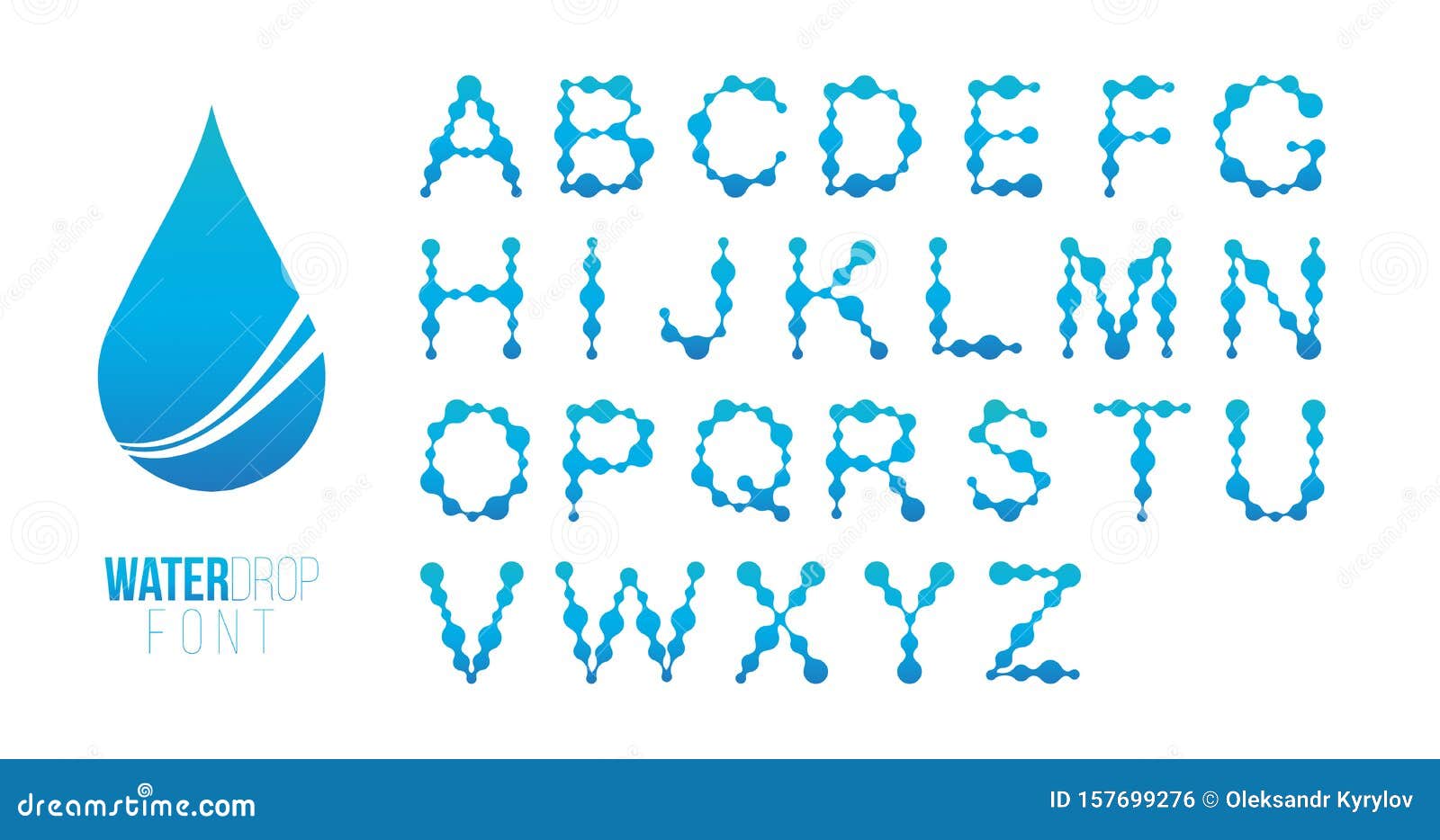 Water Alphabet Molecule Structure Font with Dot Shape. Perfect for ...