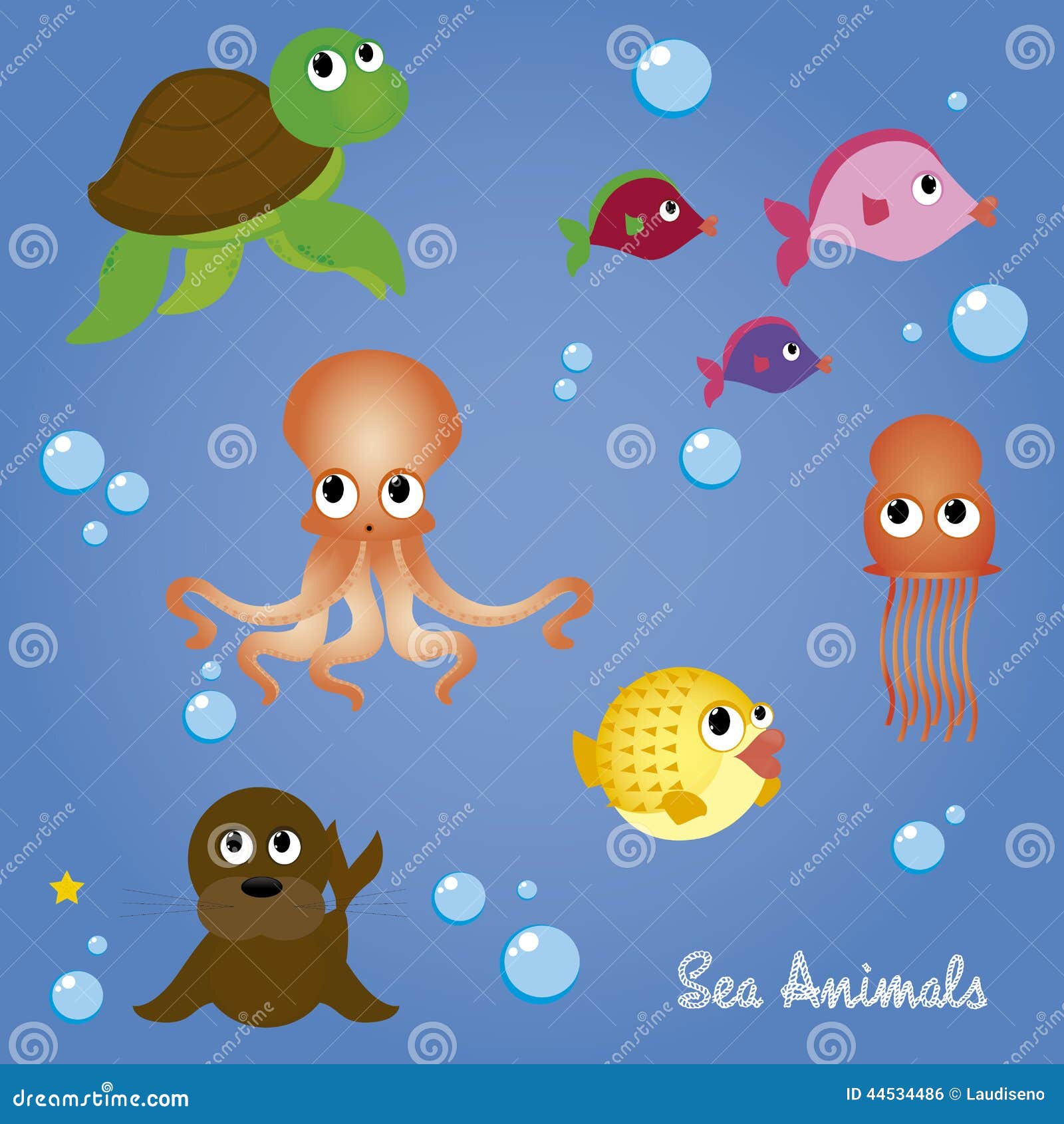 Water animals stock vector. Illustration of white, outline - 44534486