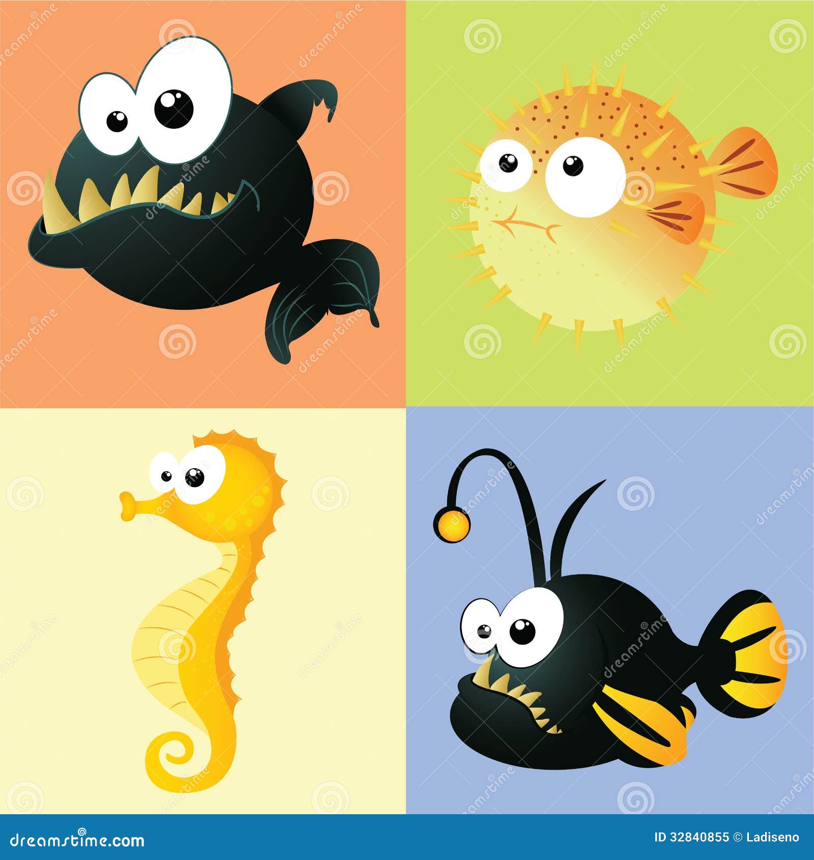 Animals Of The Abyssal Zone-Animales De La Zona Abisal 1 Vector ...
