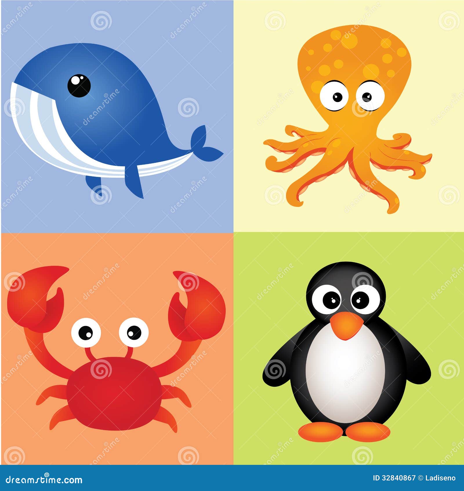 Water animals stock vector. Illustration of outline, symbol - 32840867