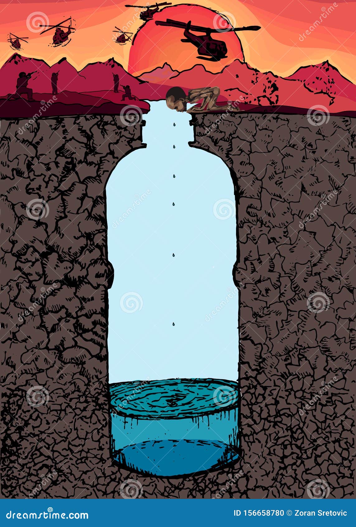 The Water Apocalypse. the Water War Stock Illustration - Illustration ...