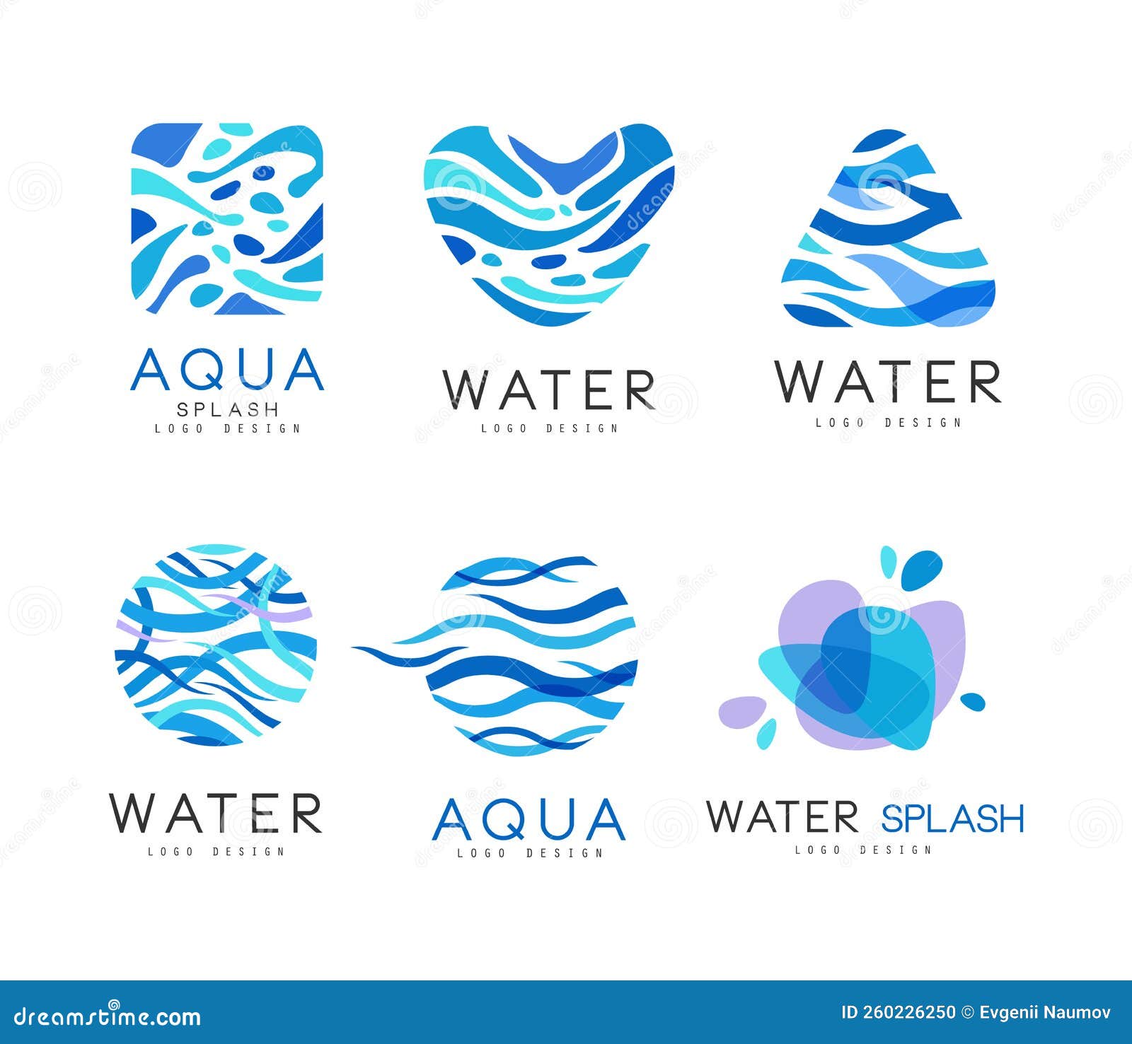 Water and Aqua Logo Design with Blue Splashes and Fluid Wave Shape ...