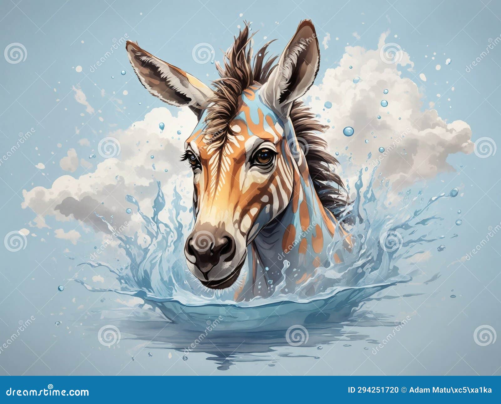 Water Around a Zonkey on Sky with Clouds, Ai Generated Stock ...