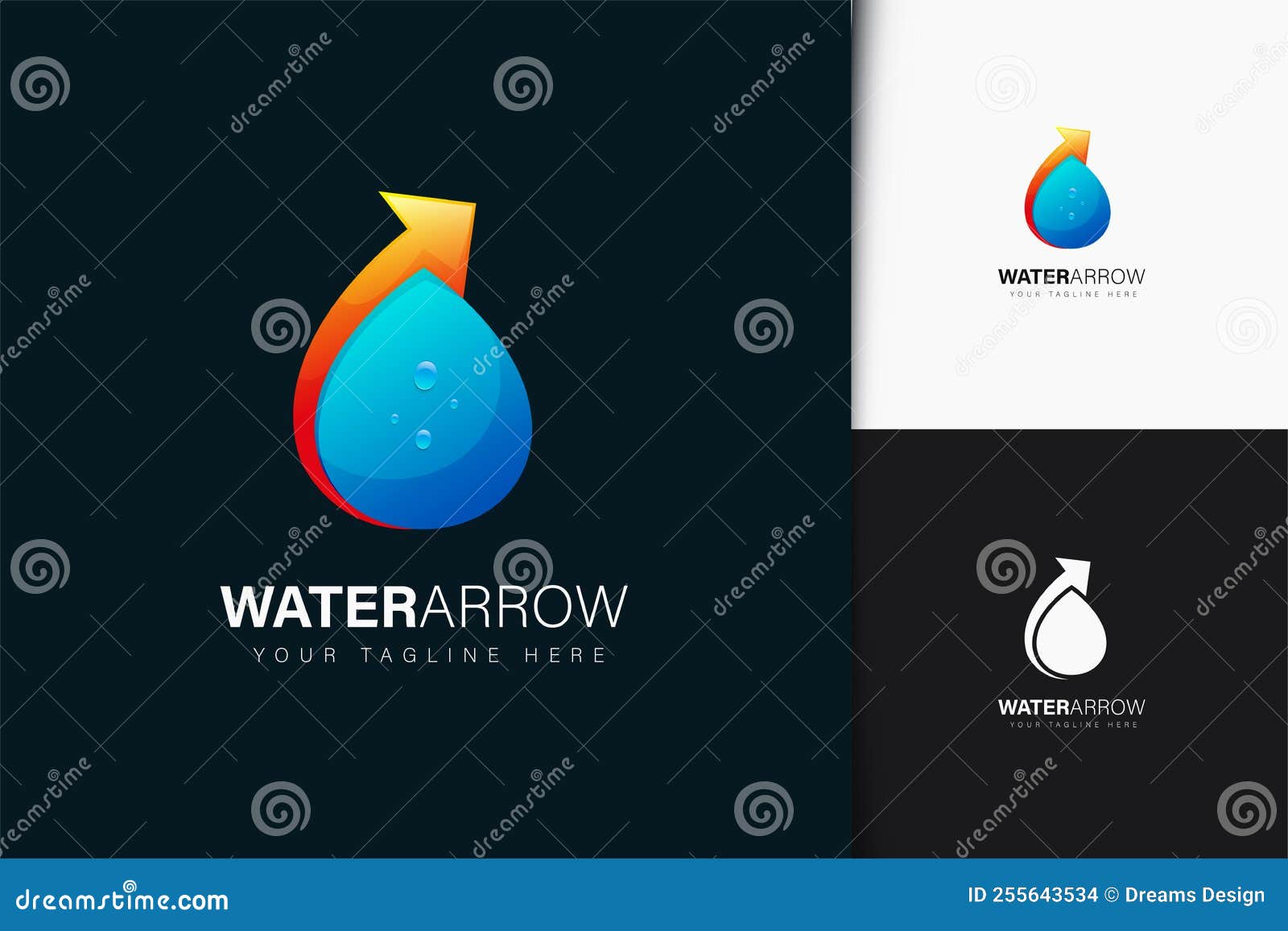 Water Arrow Logo Design with Gradient Stock Vector - Illustration of ...