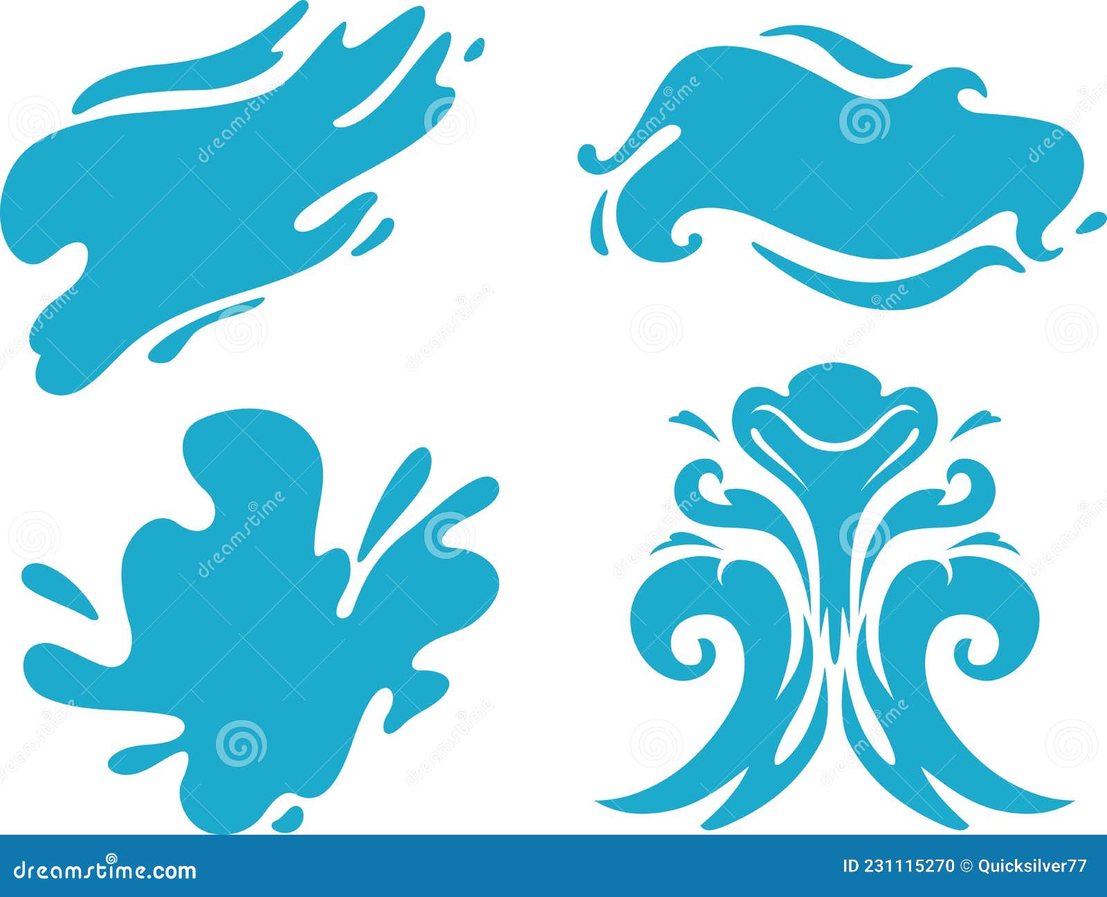 Water Art Set Cut Out Illustration Stock Vector - Illustration of white ...