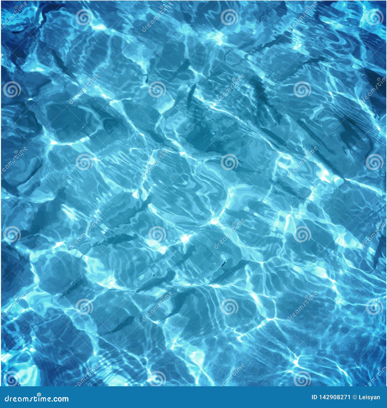 Sea Water Background Vector Aqua Illustration. Blue Ocean Water Surface ...