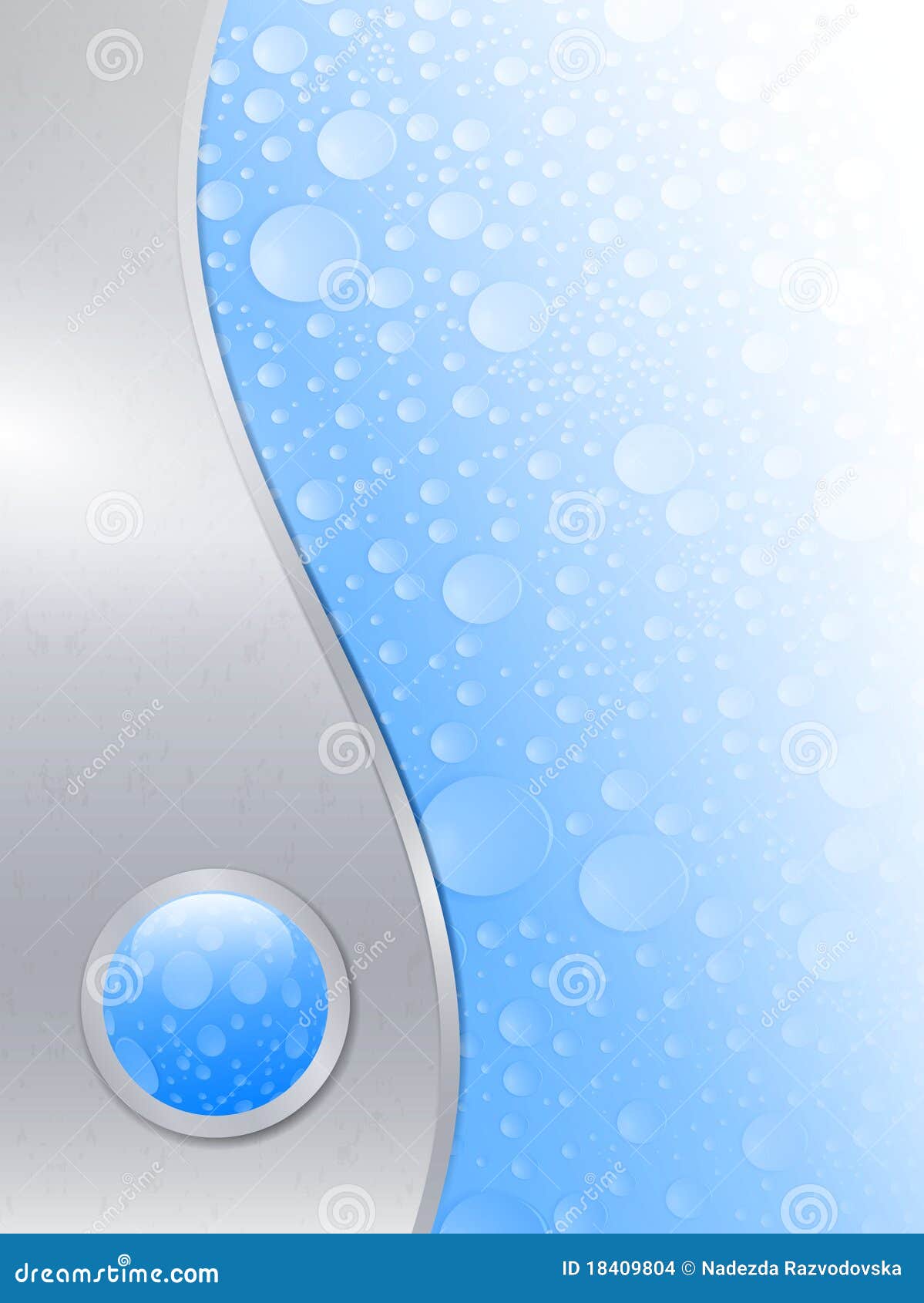 Water Background in Metal Frame with Glossy Button Stock Vector ...