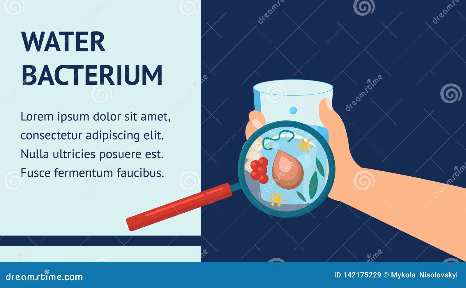 Glass With Dirty Water, Bacteria, Science Microbiology Cartoon Vector ...