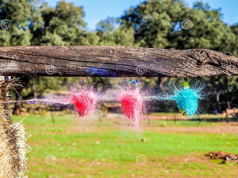 Water Balloon Explosion when Hit by an Arrow Stock Photo - Image of ...