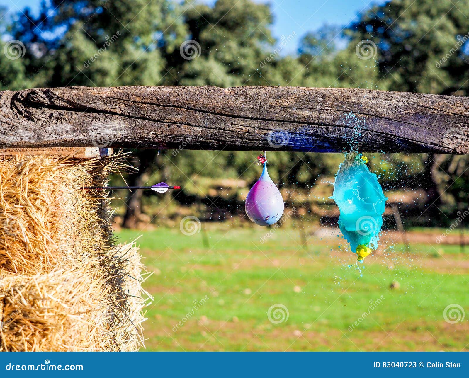 Water Balloon Explosion when Hit by an Arrow Hi-speed Shot Stock Image ...