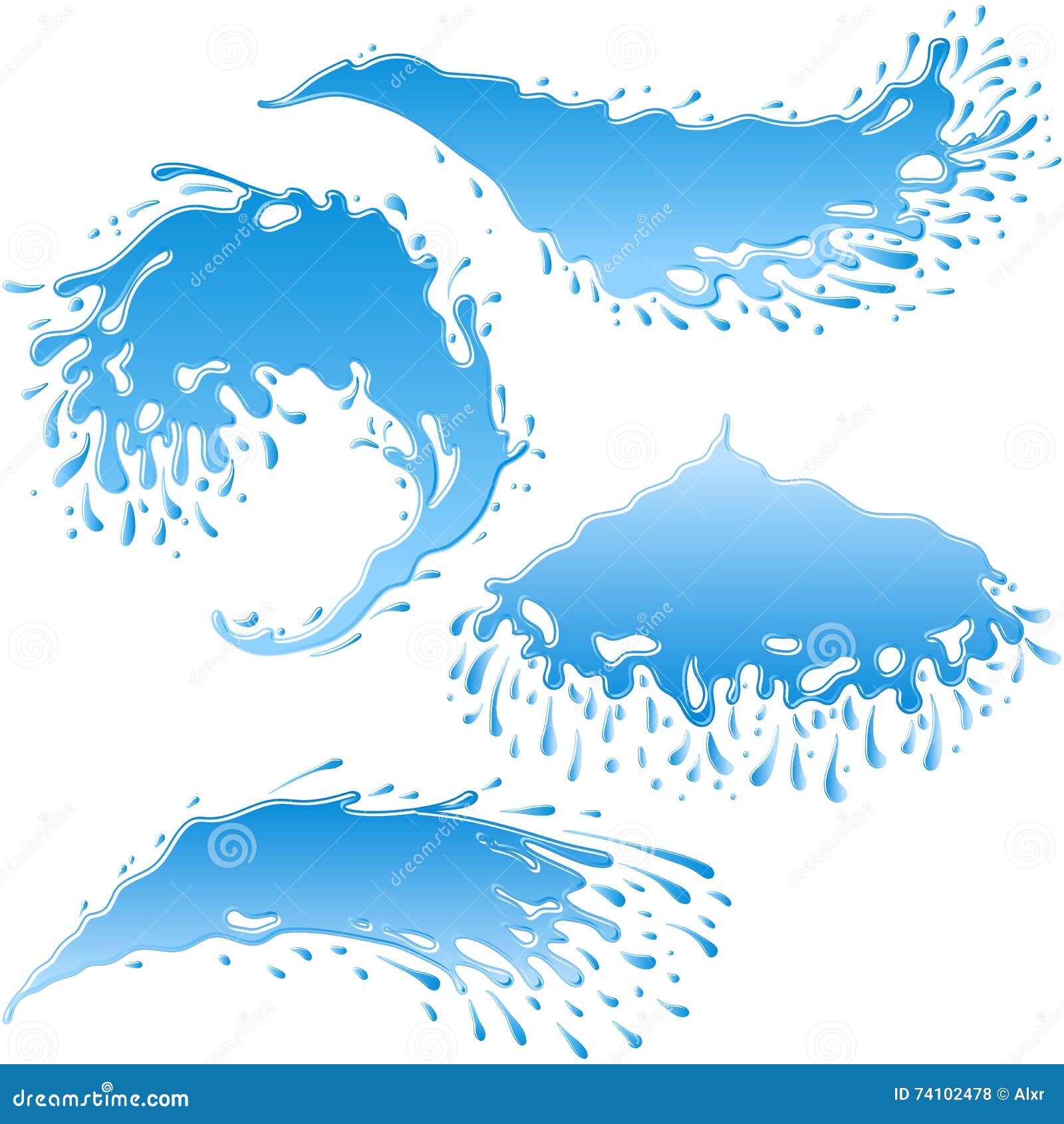 Water Banner Splash Set stock vector. Illustration of drip - 74102478