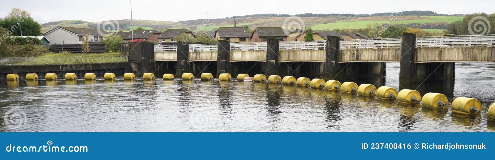 Water Barrier on the River Leven in Dunbartonshire Stock Photo - Image ...