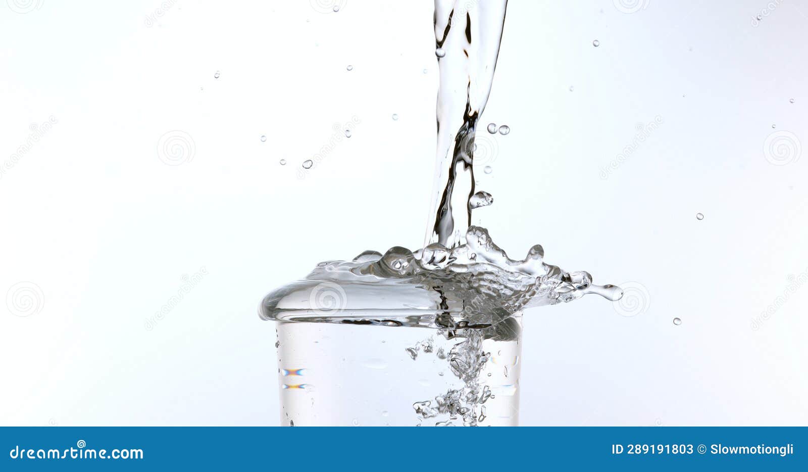 Water Being Poured into Glass Against White Background Stock Image ...