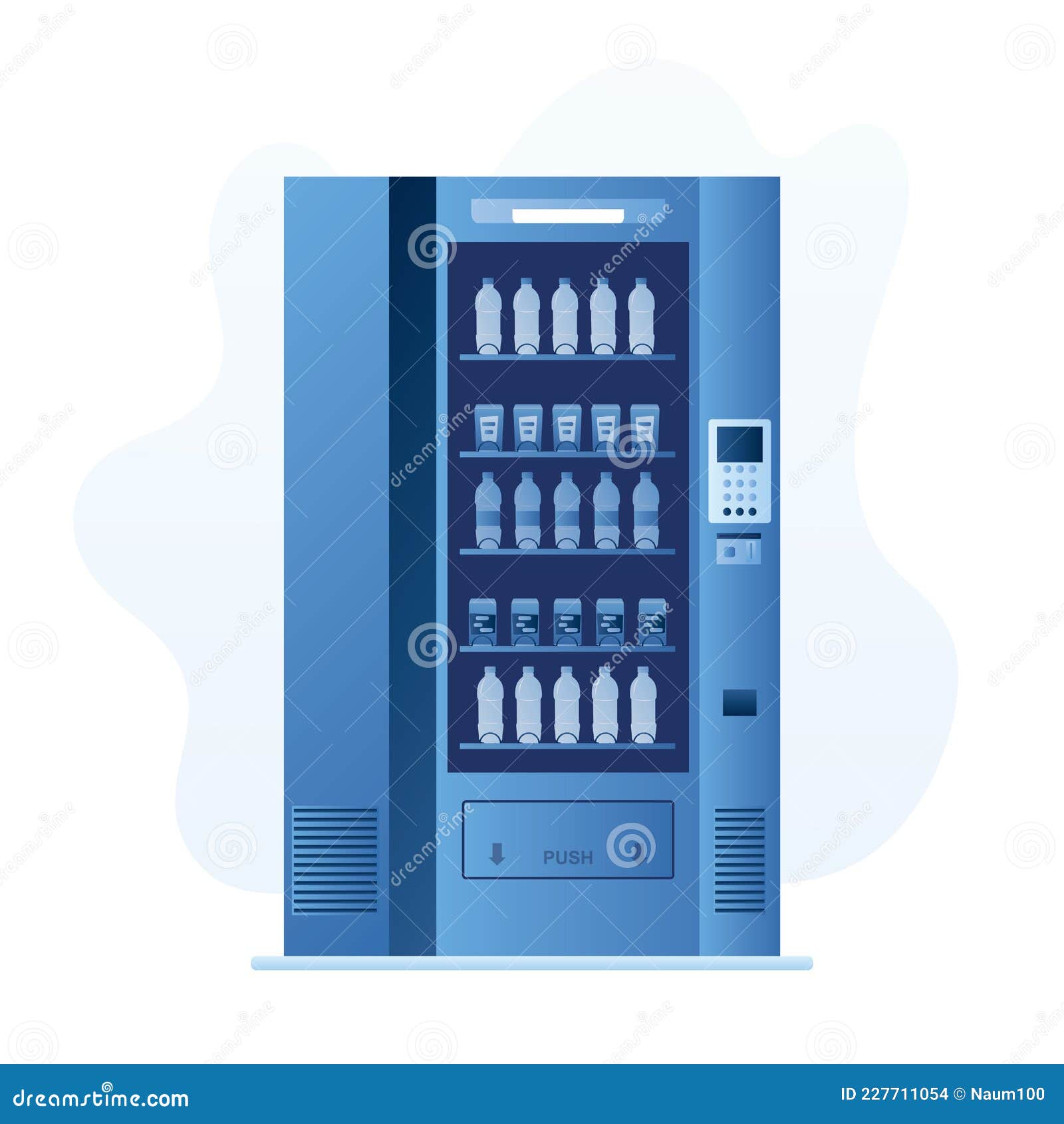 Water and Beverages Vending Machine. Trendy Blue Style Design Stock ...