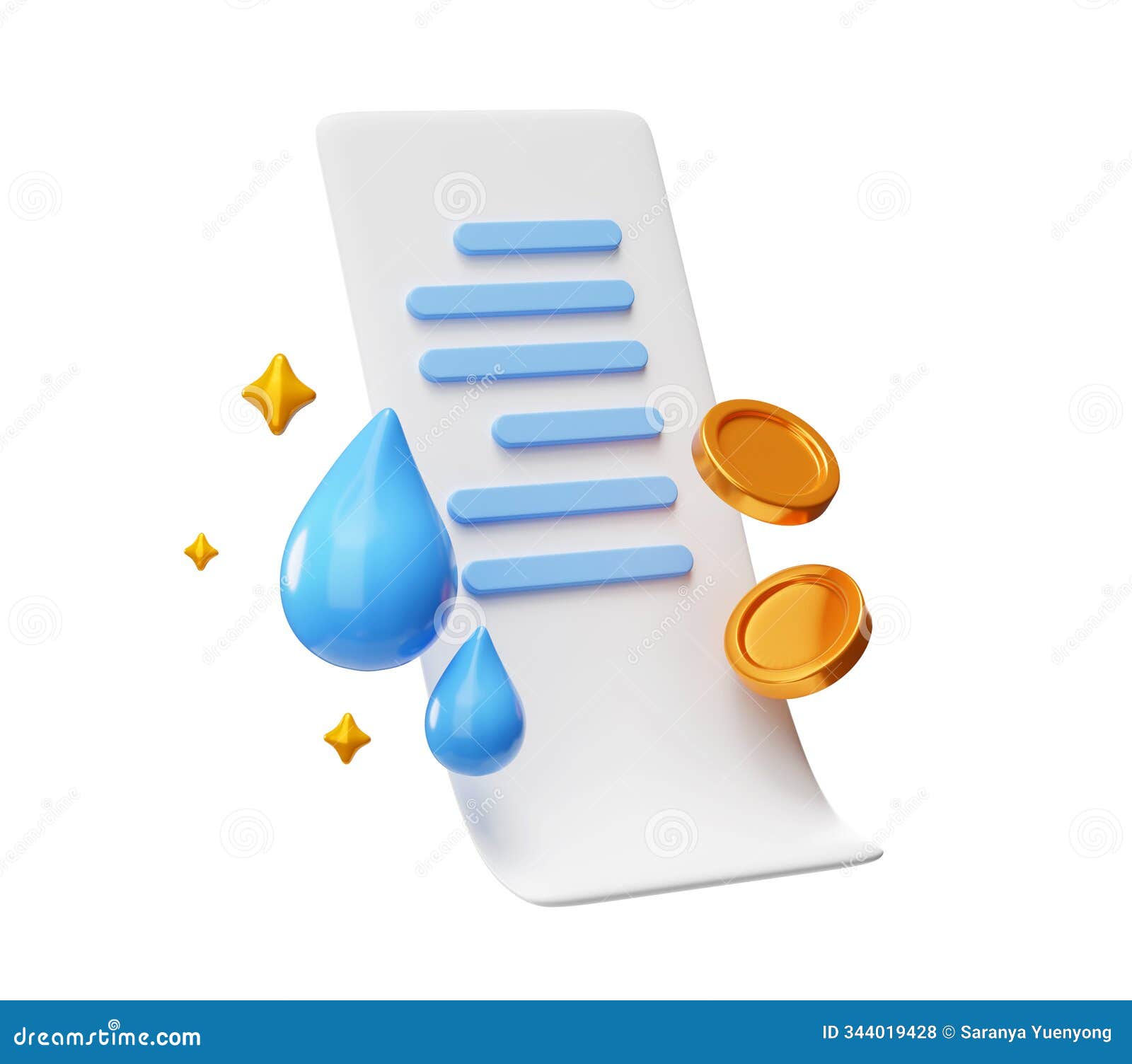 Water Bill Icon 3D Illustration Business Finance Background Stock ...