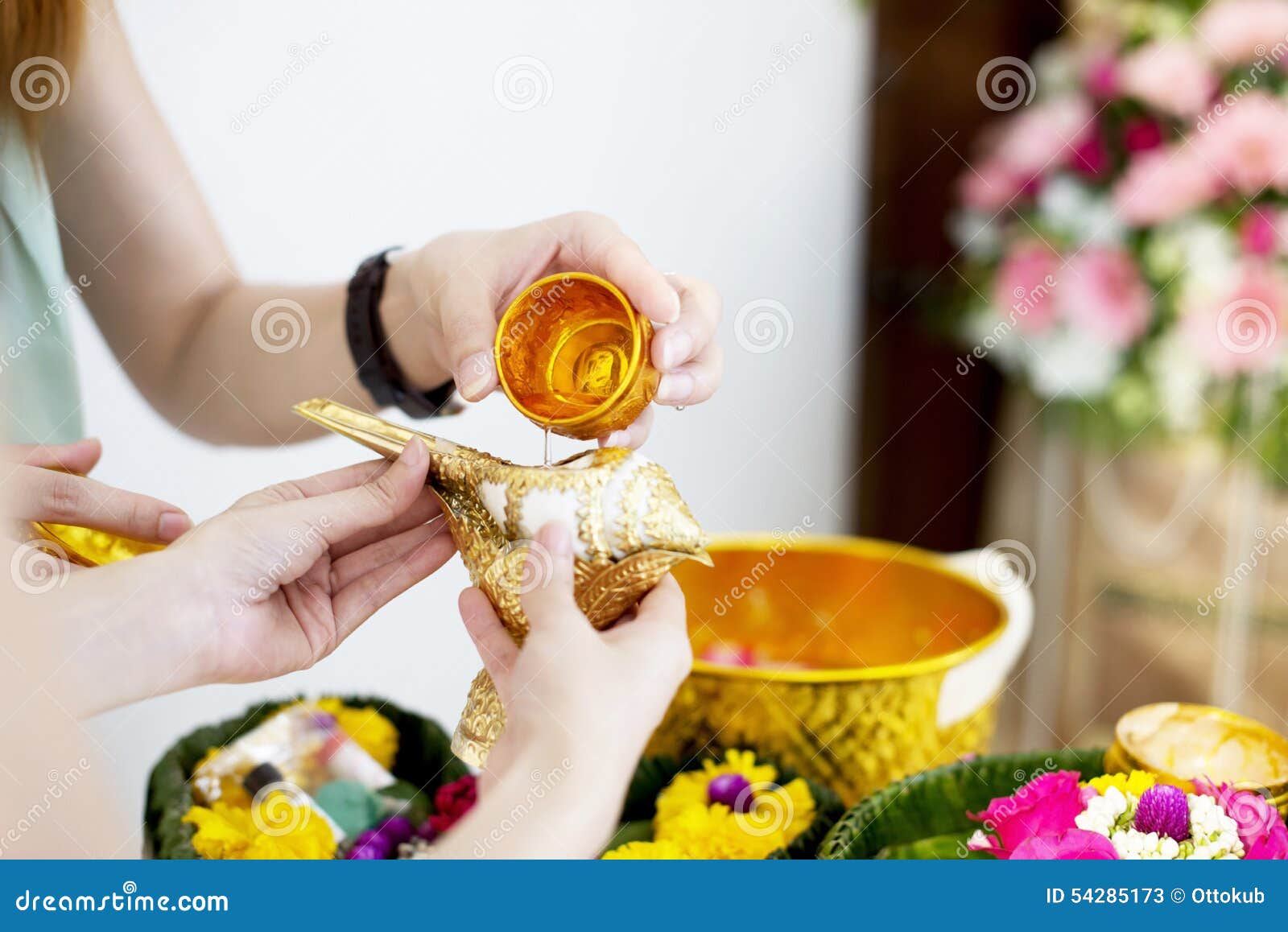 Water blessing wedding stock image. Image of couple, asian - 54285173