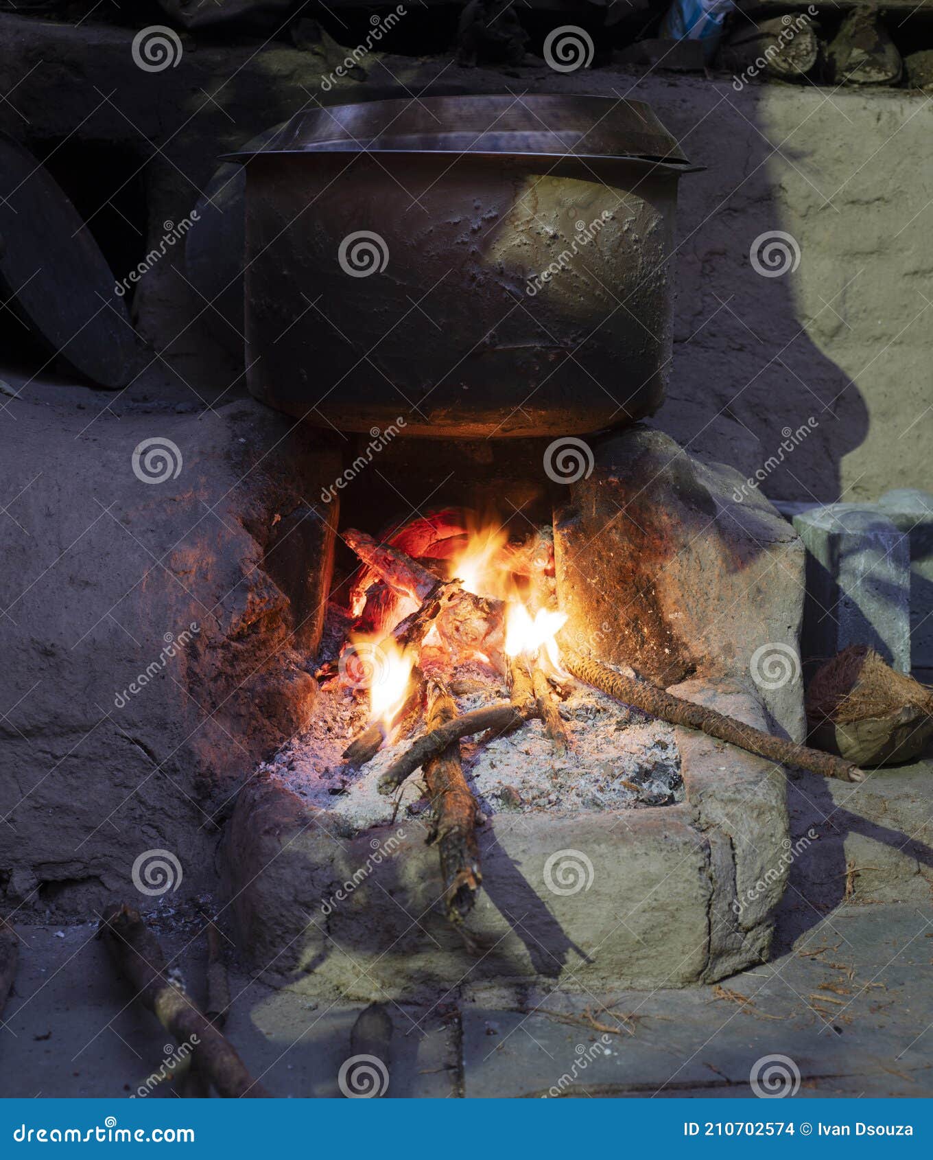 Water Boiling Over an Earthen Stove Stock Photo - Image of glowing ...