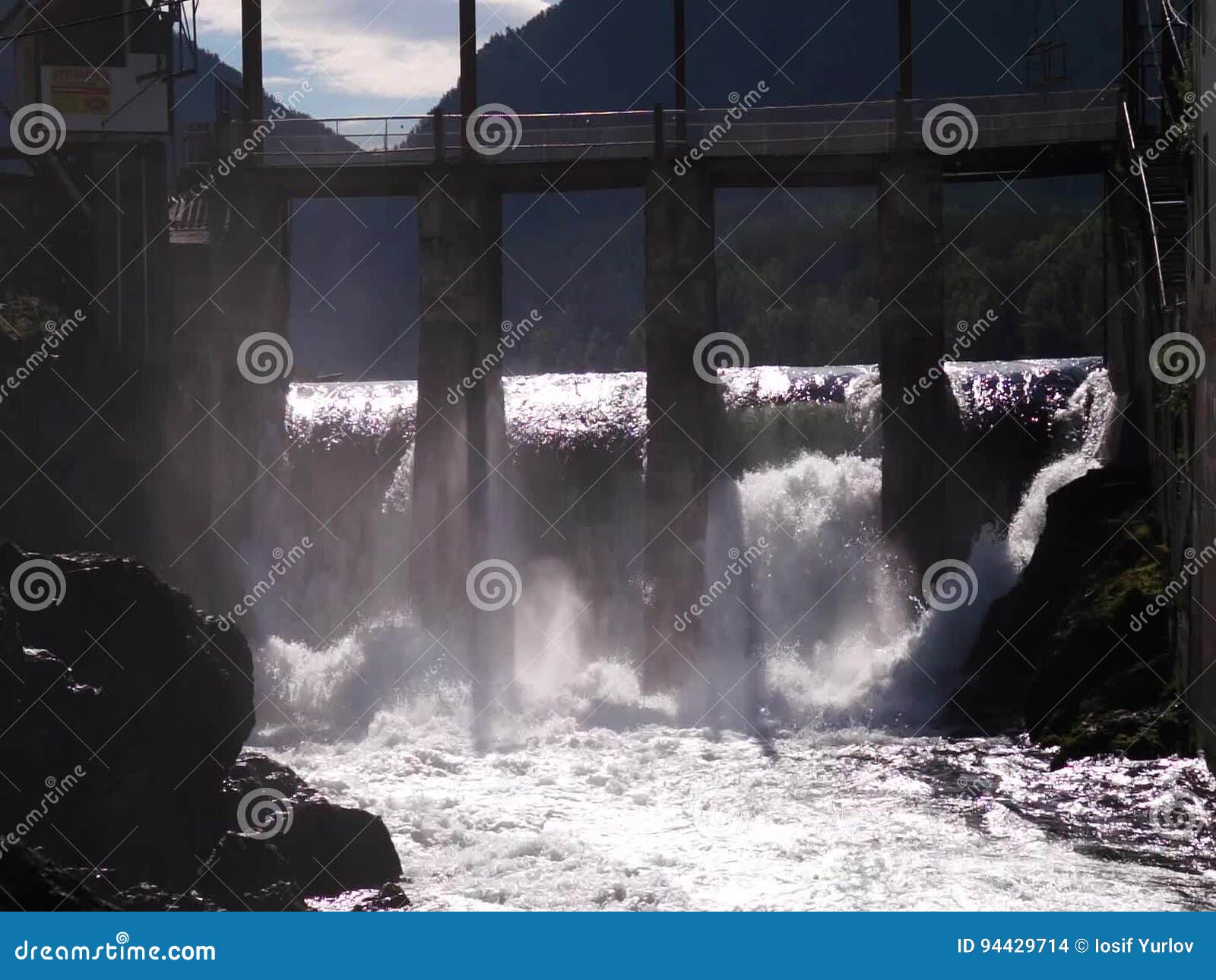 Water Boiling in Waterfall Under Old Hydropower Plant Stock Footage ...