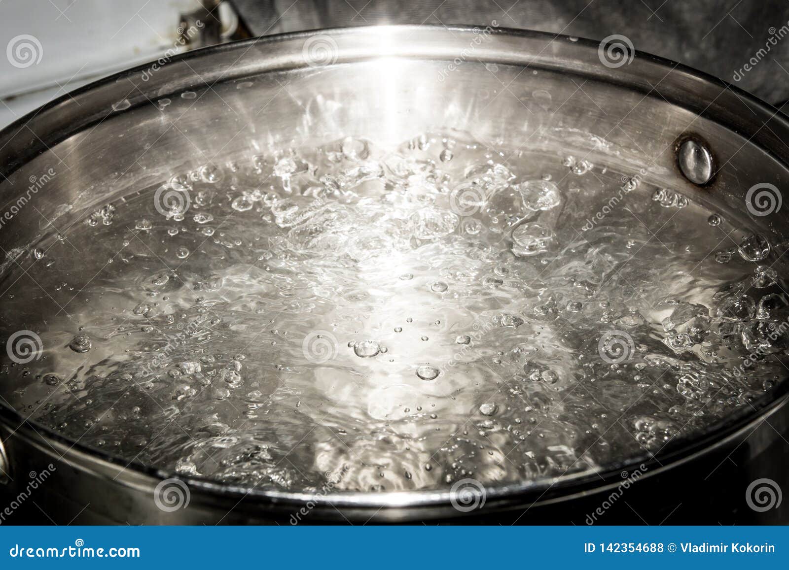 Water Boils in a Saucepan. Cooking Stock Photo - Image of horizontal ...