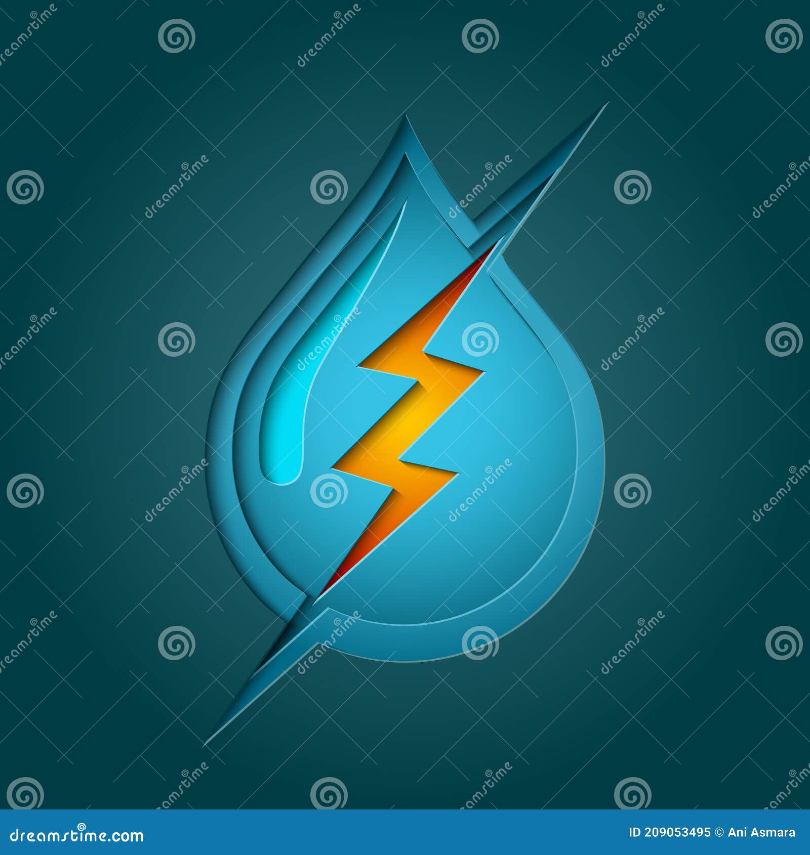 Water Bolt Symbol with Multi Layer Deep Paper Cut Style Stock Vector ...