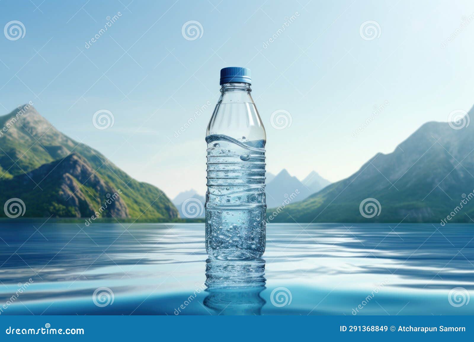 Water Bottle Aesthetic Scenery Blue Background Ultra Realistic Stock ...