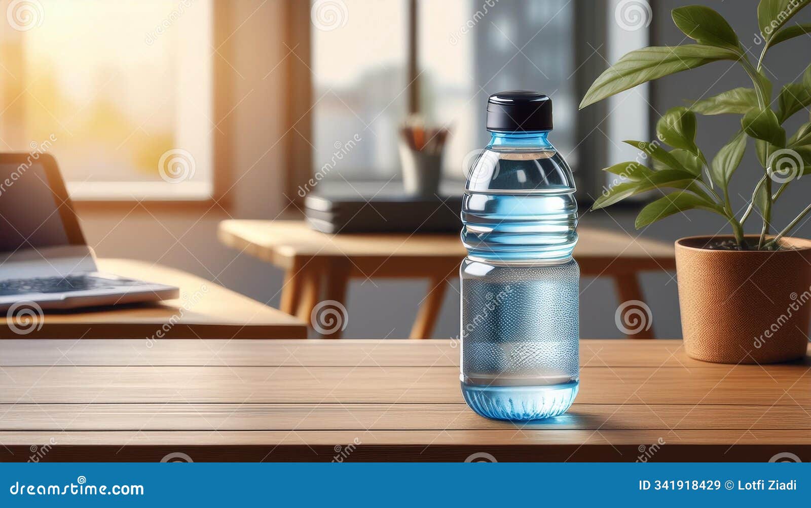 Water Bottle on Desk stock image. Image of office, decor - 341918429