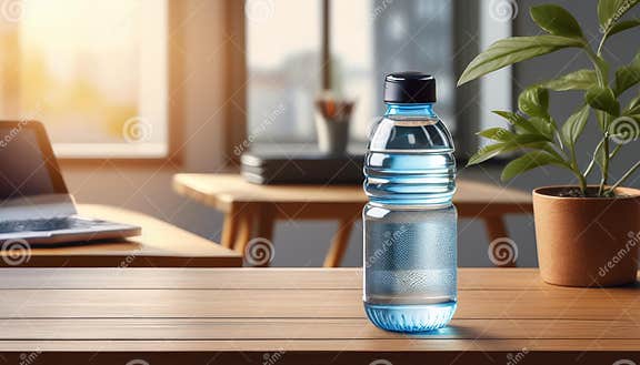 Water Bottle on Desk stock image. Image of office, decor - 341918429