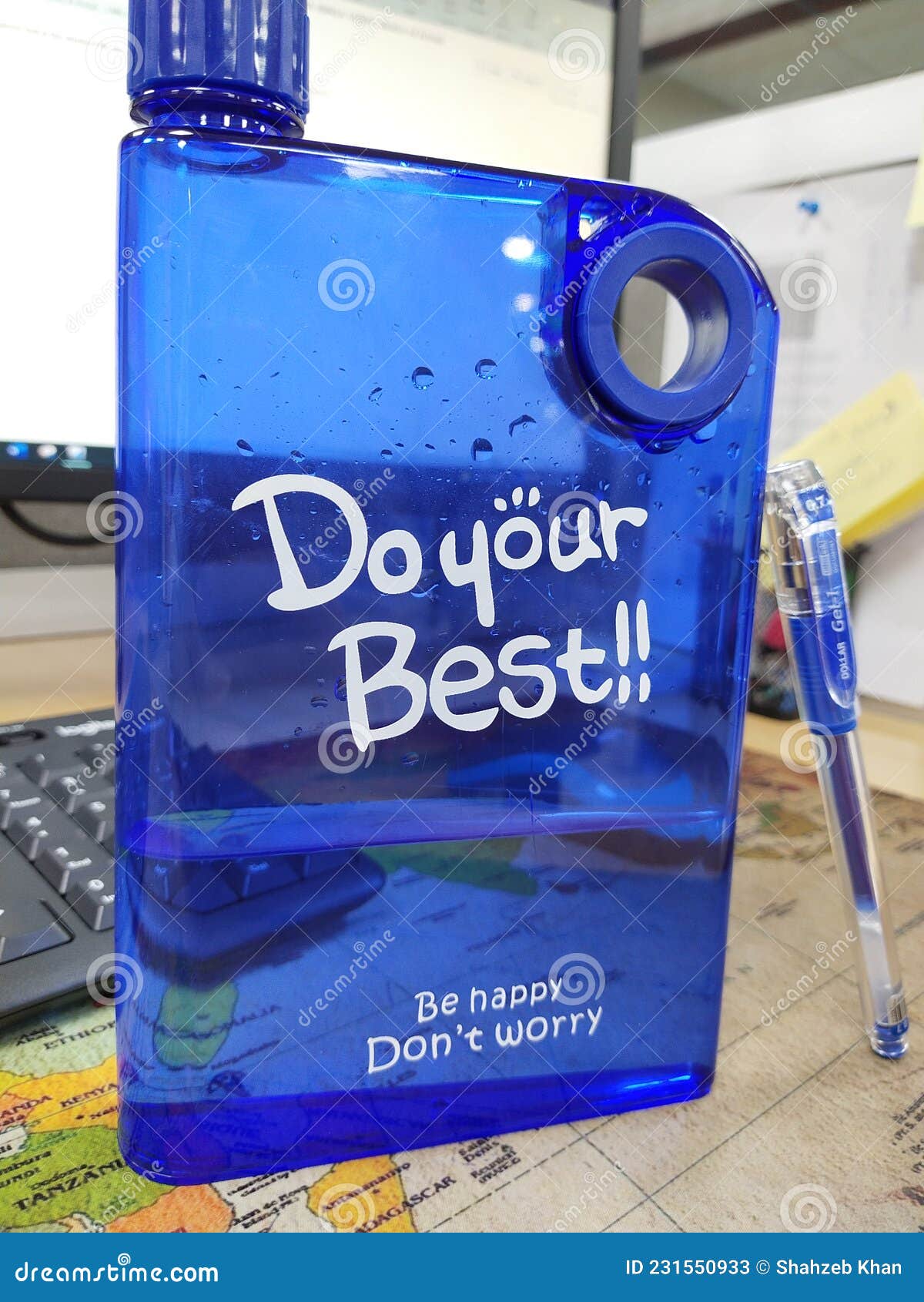 Water Bottle Don& X27;t Worry Be Happy Editorial Stock Photo - Image of ...