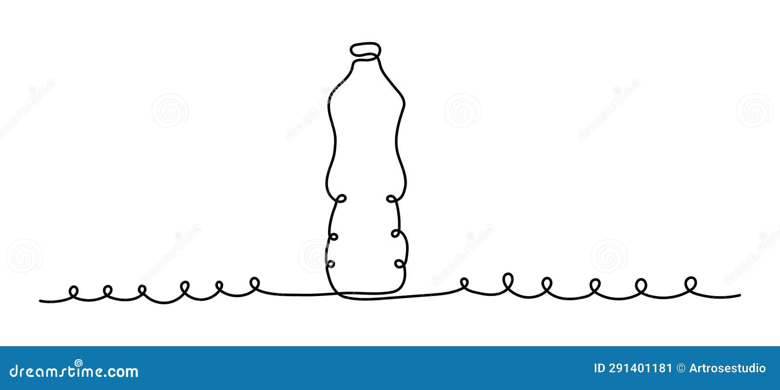 Water Bottle Drawing by Continuous Line, Thin Line Design Vector ...