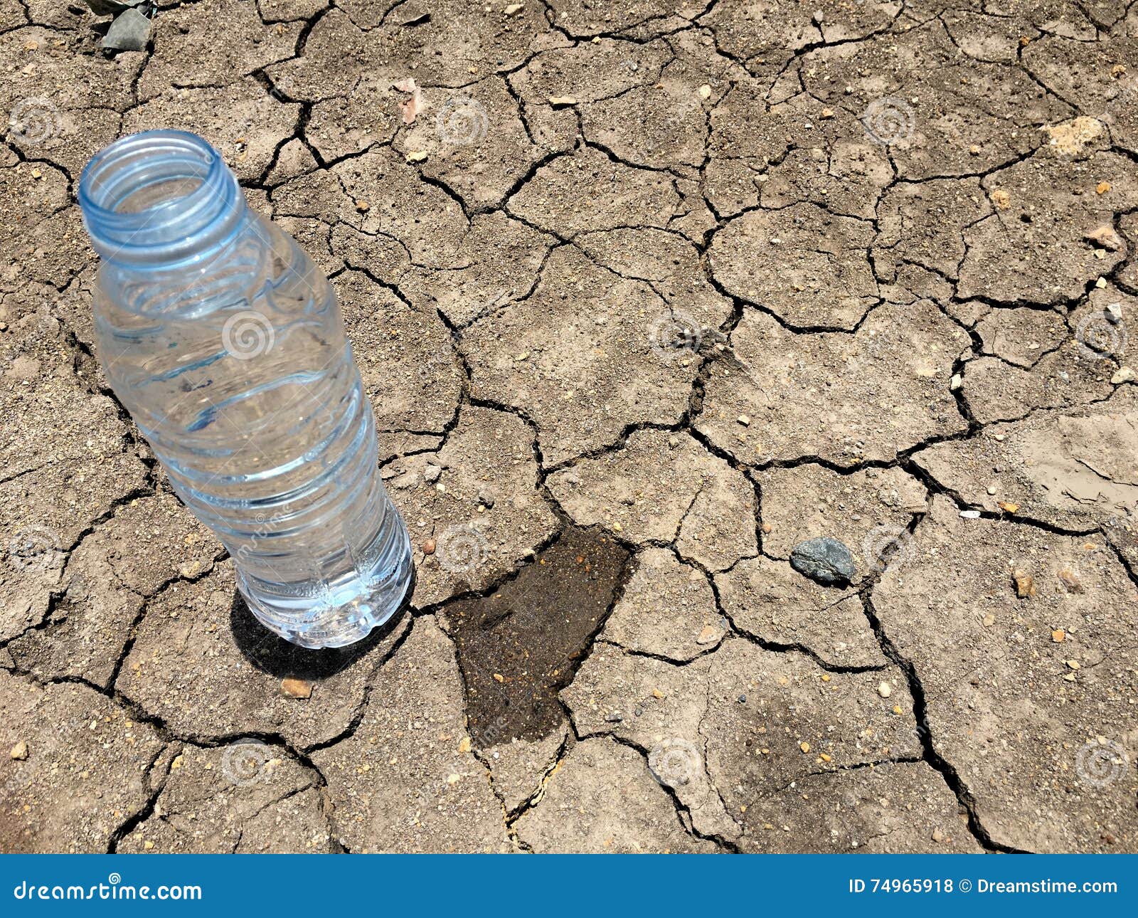 A Water Bottle on Dry and Cracked Ground Stock Photo - Image of global ...