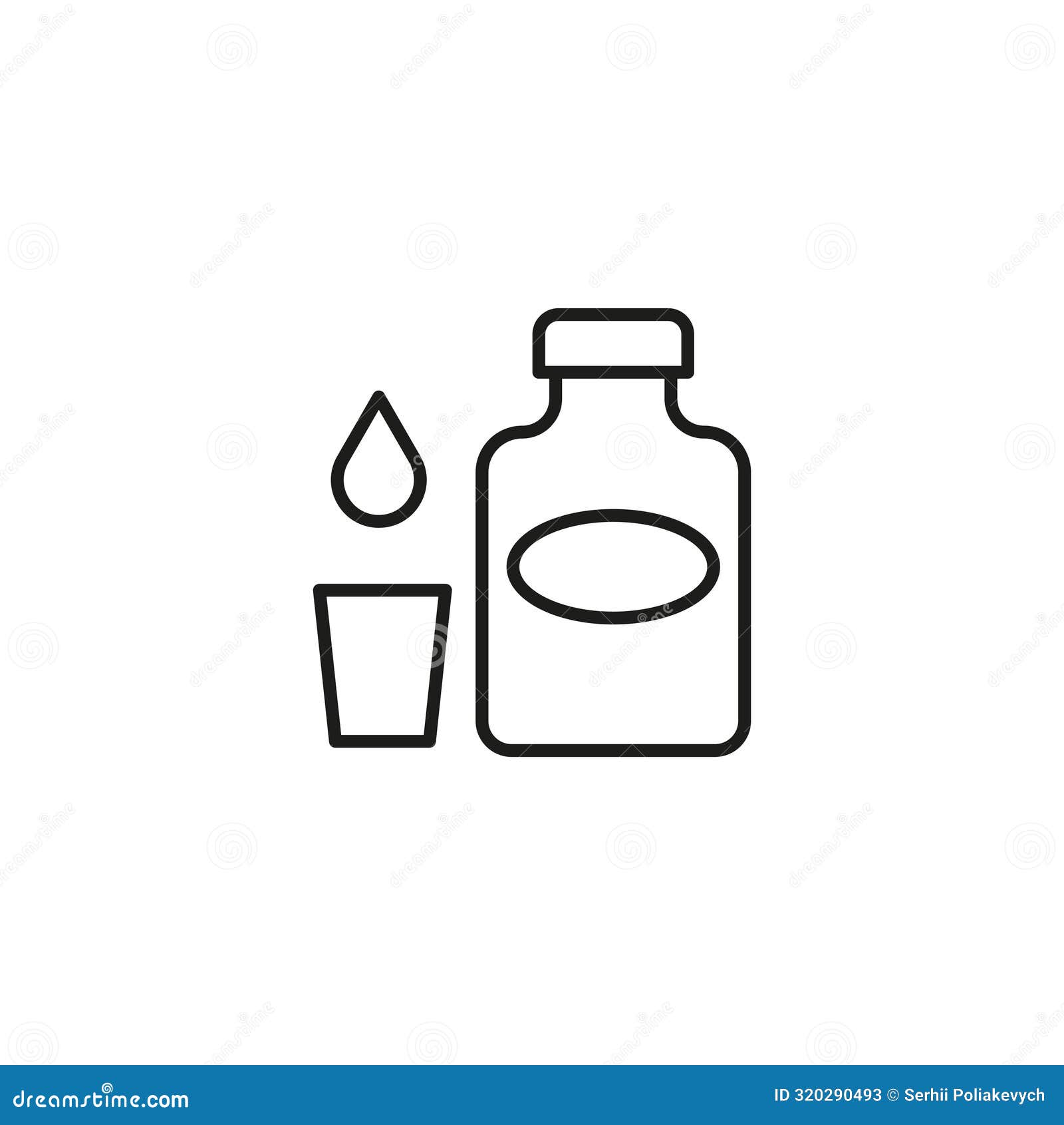 Water Bottle and Glass Vector Icon. Hydration Symbol with Drop. Drink ...