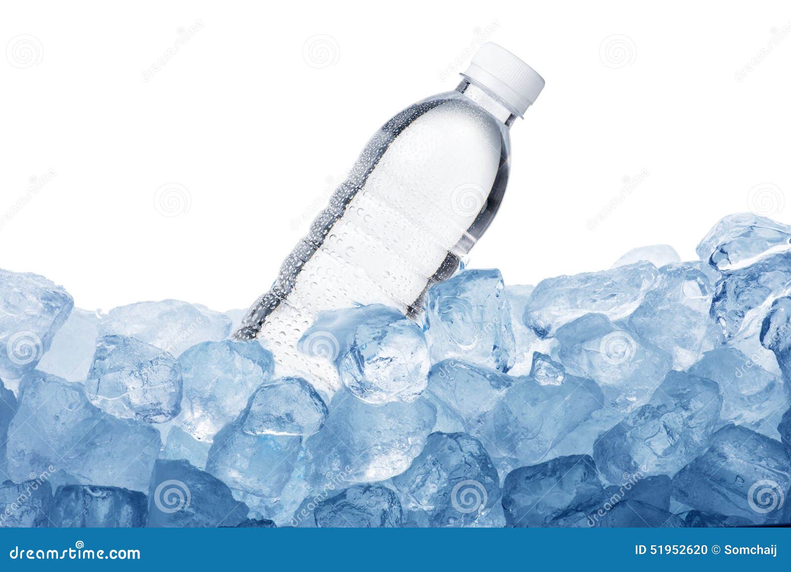 Water Bottle on Ice Cube stock photo. Image of clear - 51952620