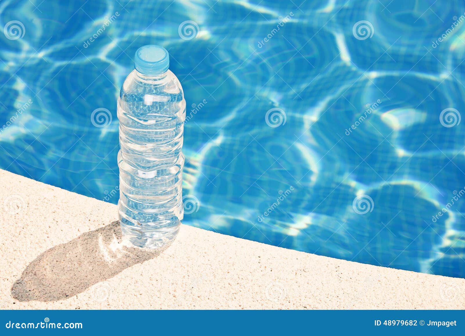 Water Bottle by Swimming Pool Stock Photo - Image of thirst, hydration ...