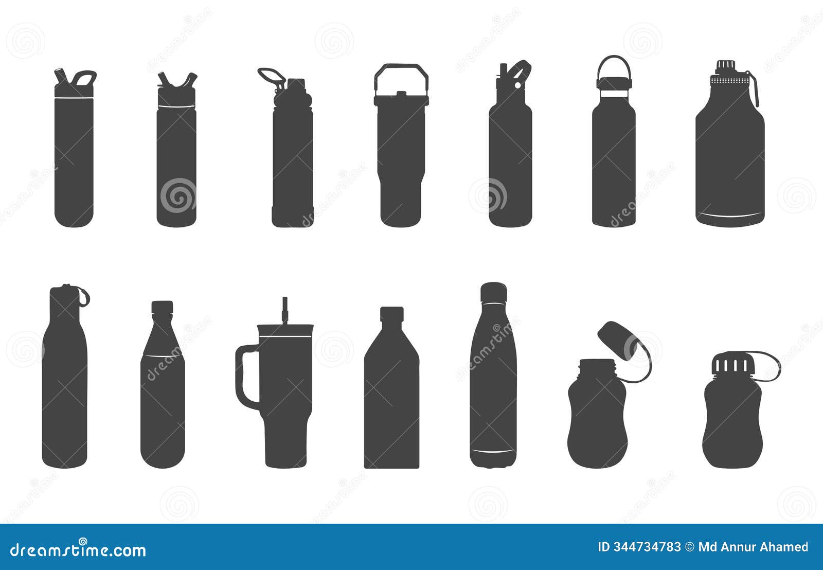 Water Bottles Silhouette, Water Bottle Vectors, Bottles Silhouette ...