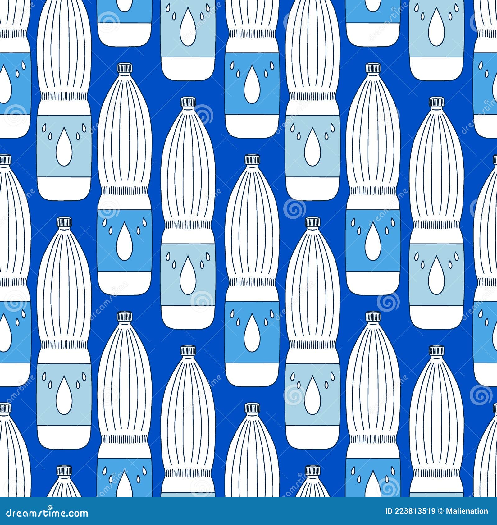 Water Bottles Vector Pattern. Wrapping or Packaging Design for Water ...