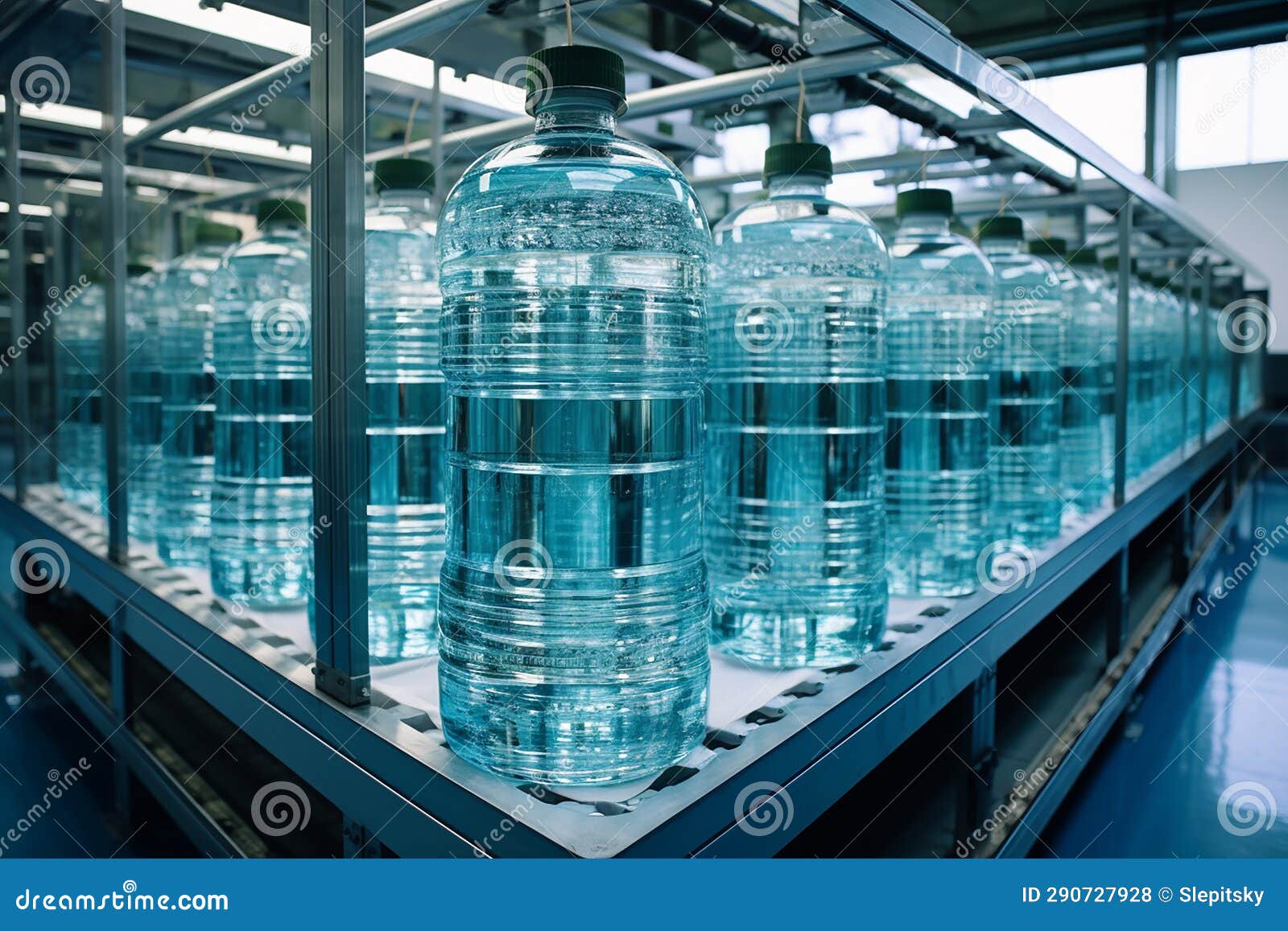 Water Bottling Line in Water Factory Stock Photo - Image of container ...