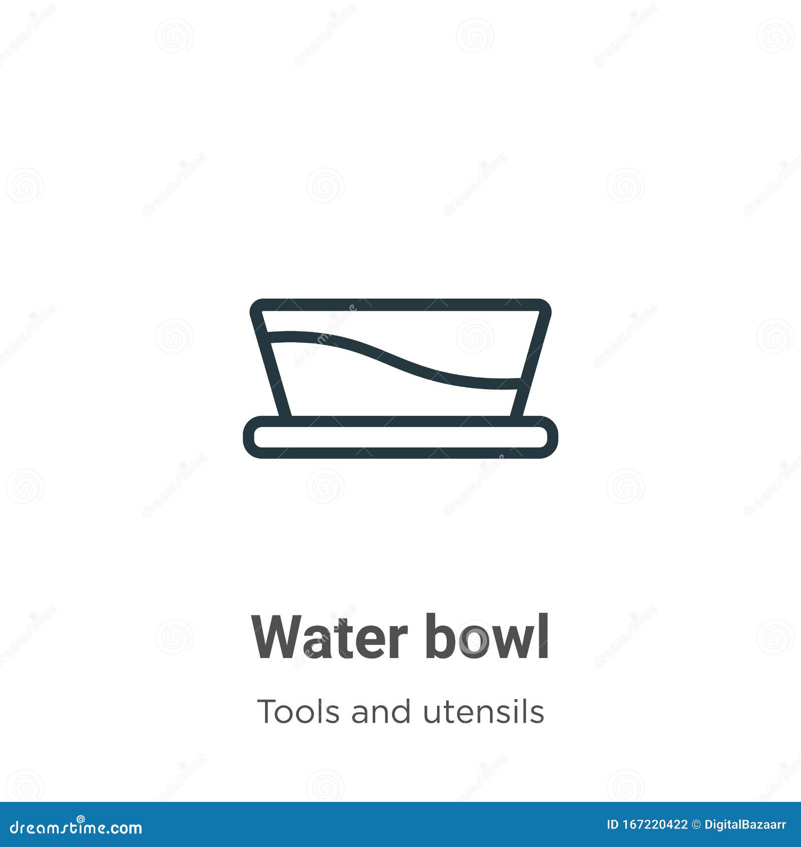 Water Bowl Outline Vector Icon. Thin Line Black Water Bowl Icon, Flat ...