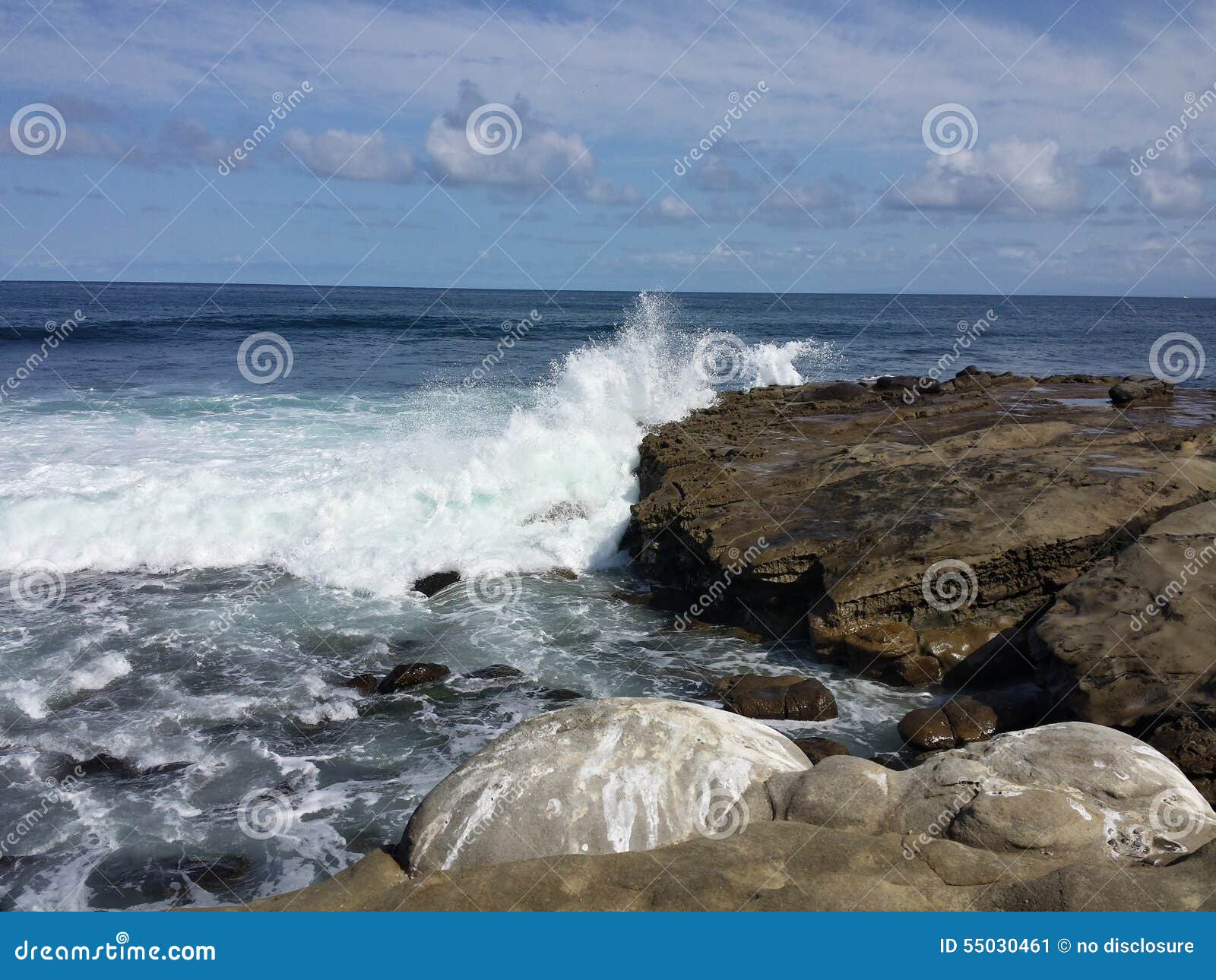Sea Water Breaks Against Rocks And Inundates Promenade Stock Photo ...